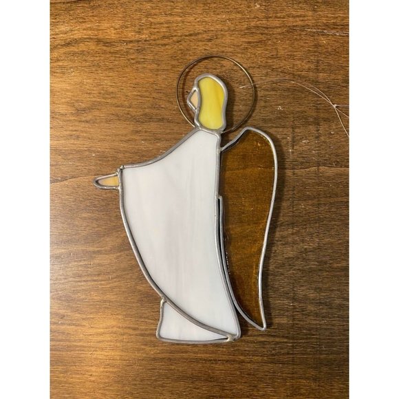 Unknown | Accents | Vintage Stained Glass Angel Window Suncatcher ...